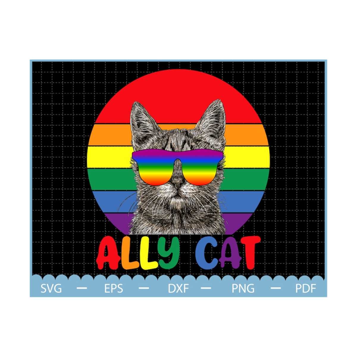 Pride Ally Cat Png, Cat Pride Png, Rainbow Colors Cat Ally P - Inspire ...