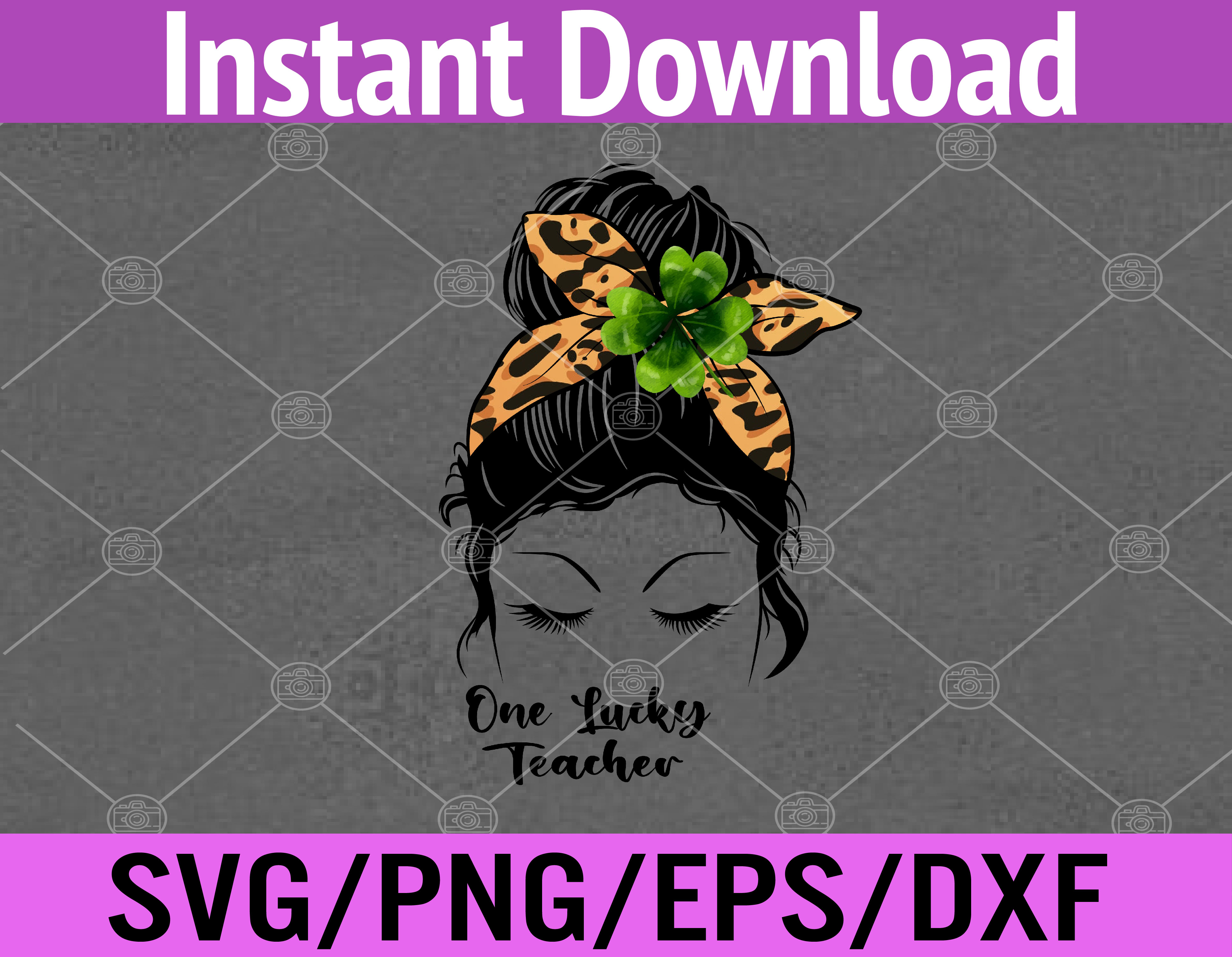 One Lucky Teacher Leopard Plaid Clover St Patricks Day Svg, | Inspire ...