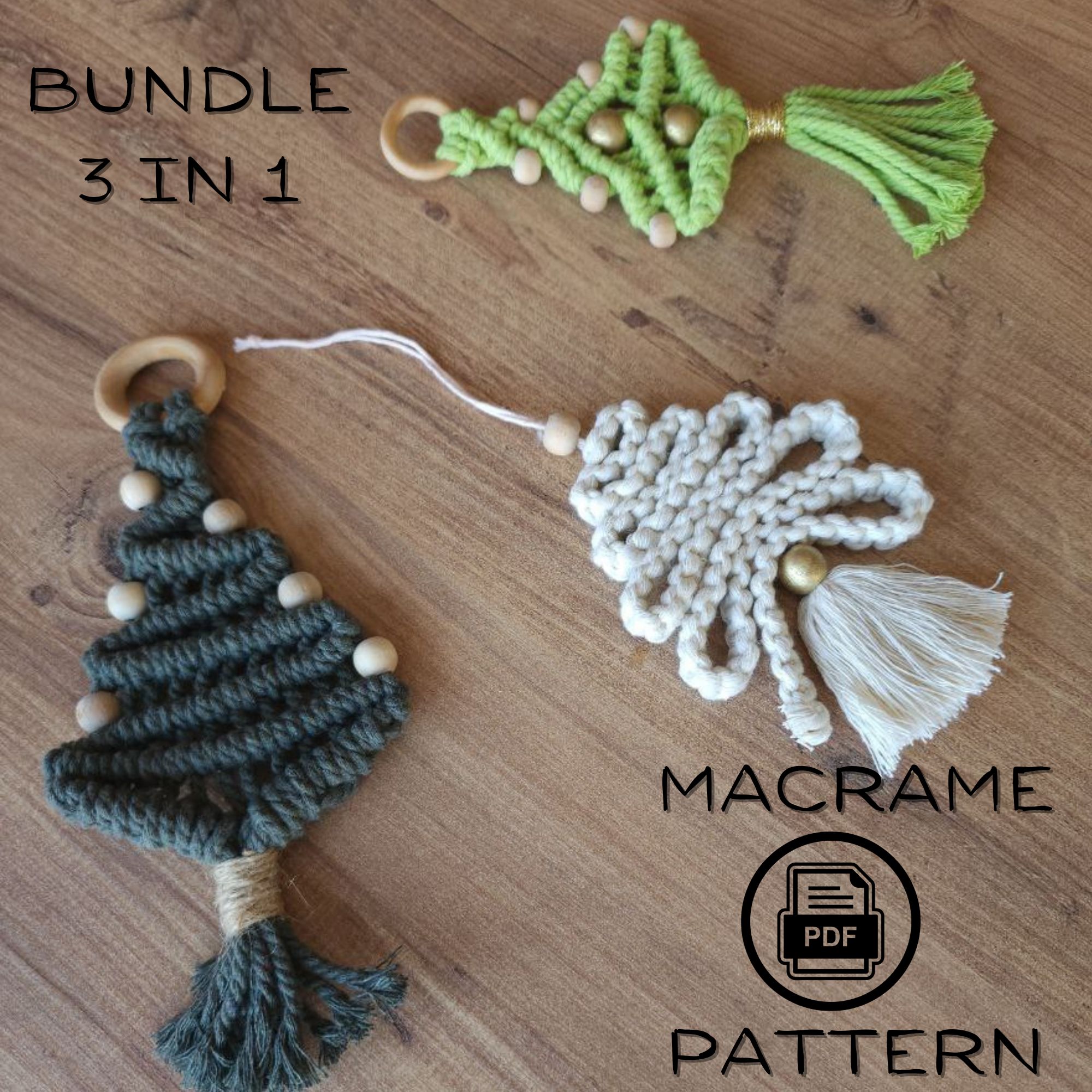 Macrame Christmas Set 3 in 1 Tree Pattern Christmas decorati | Inspire ...