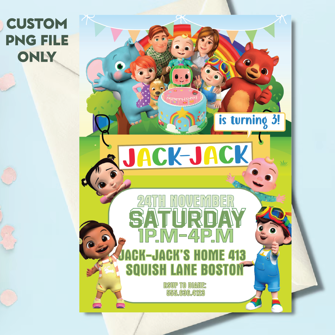 Personalized File Cocomelon Birthday Invitation Boy, Birthda - Inspire ...