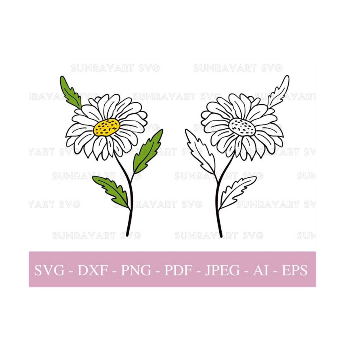 Daisy Svg Files For Cricut, Botanical Flower PNG , Simple Fl | Inspire ...