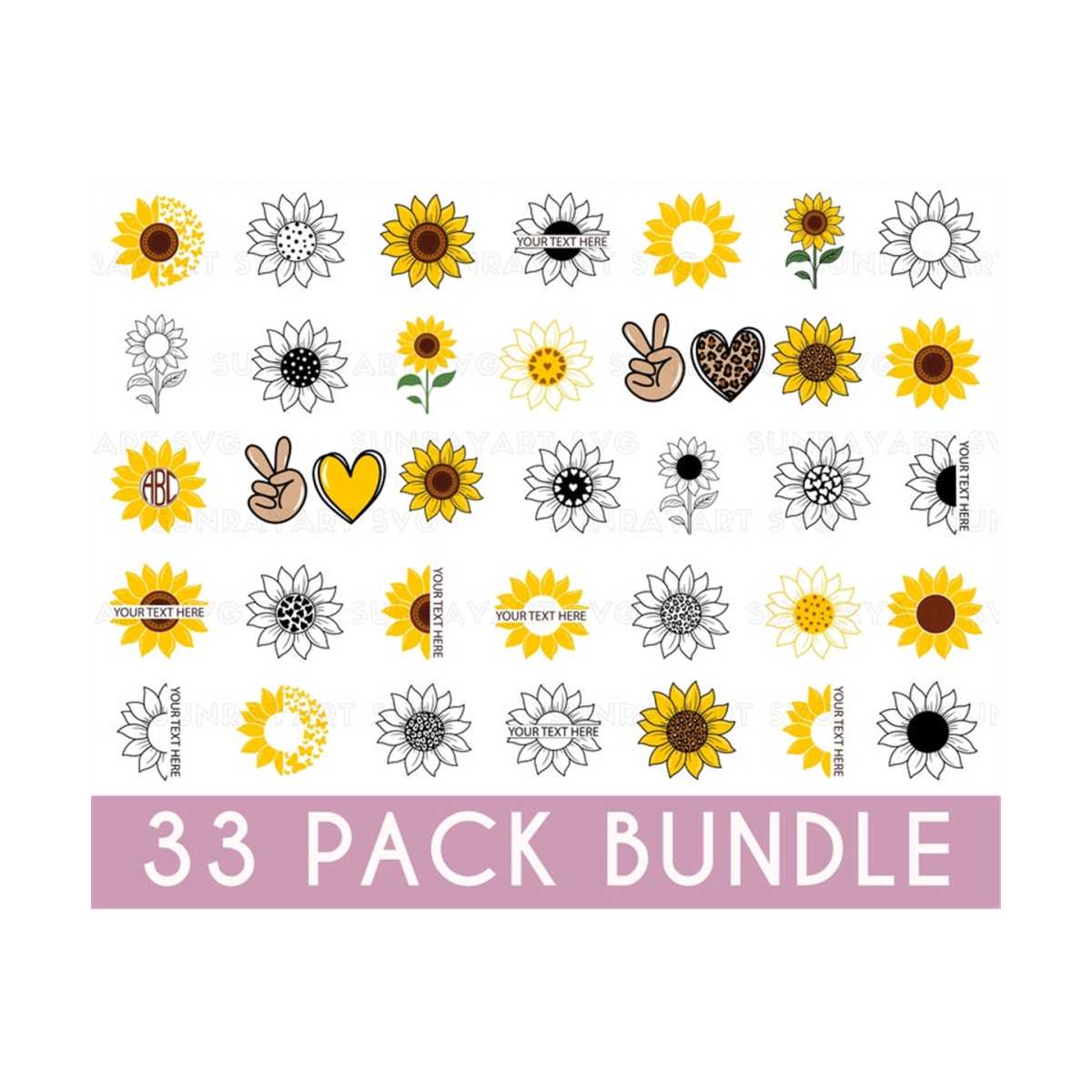 33 Sunflower SVG Files For Cricut, Bundle Flower Clipart PNG | Inspire ...