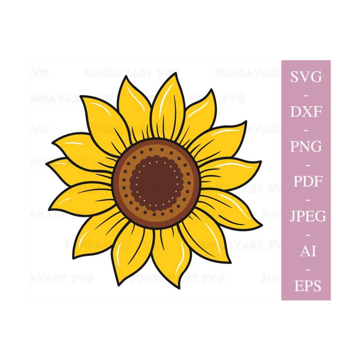 Sunflower SVG Files For Cricut, Flower Clipart PNG , DXF Cut | Inspire ...