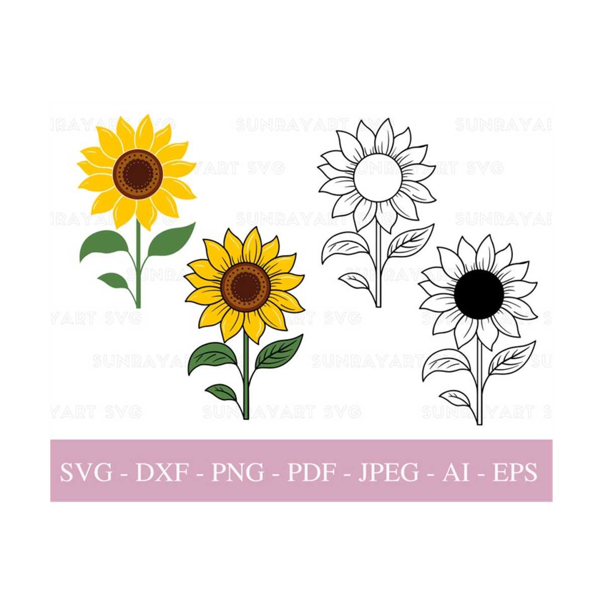 Sunflower SVG Files For Cricut, Flower Clipart PNG , DXF Cut | Inspire ...