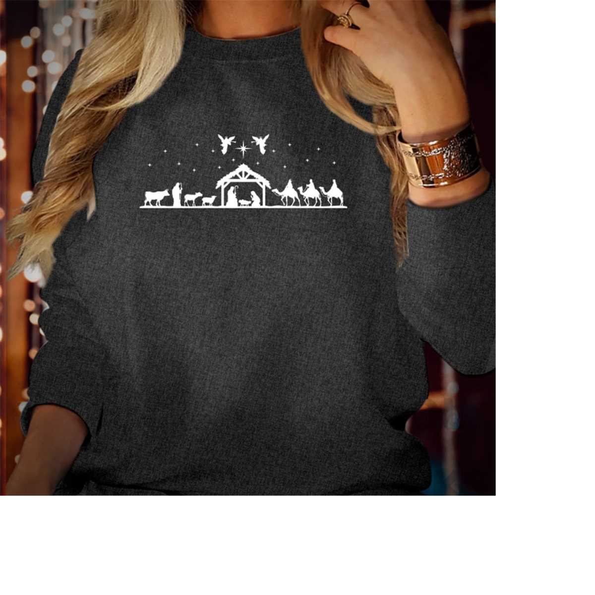 SWEATSHIRT (5204) 3 CAMEL NATIVITY Scene Christmas Sweatshir - Inspire ...