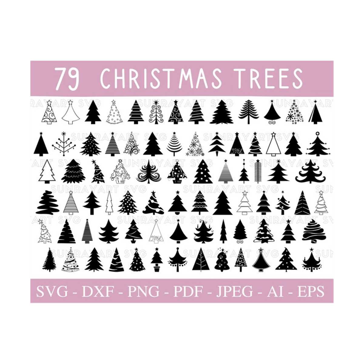 Christmas Trees SVG Files For Cricut, Christmas Tree Clipart - Inspire ...