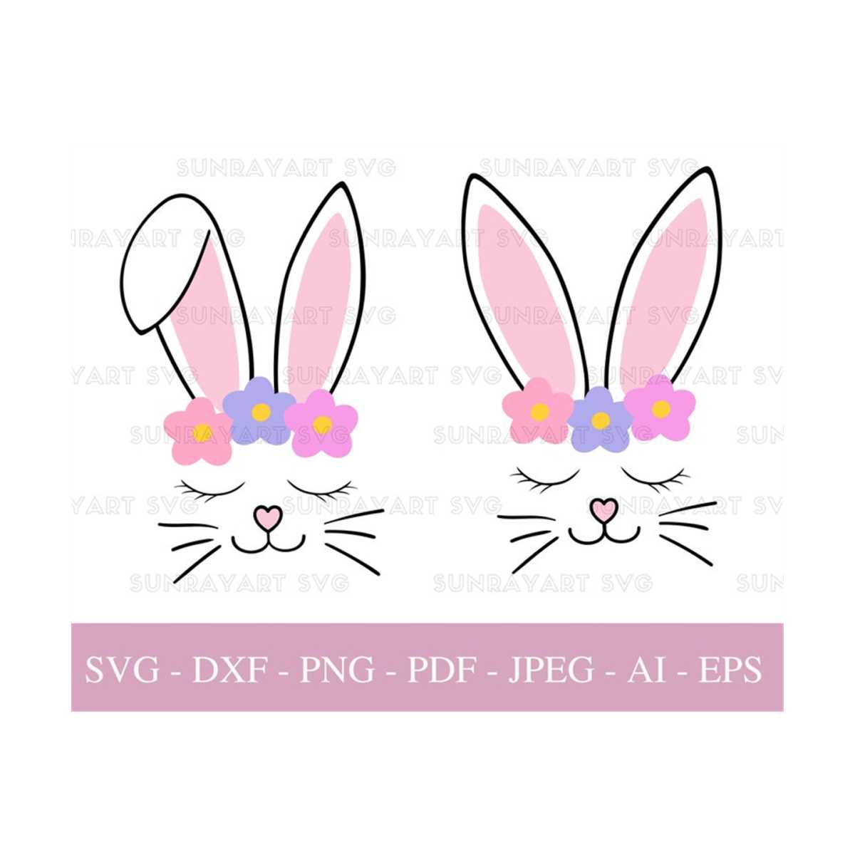 Bunny SVG Files For Cricut, Easter SVG Bundle, Bunny Face Pn | Inspire ...