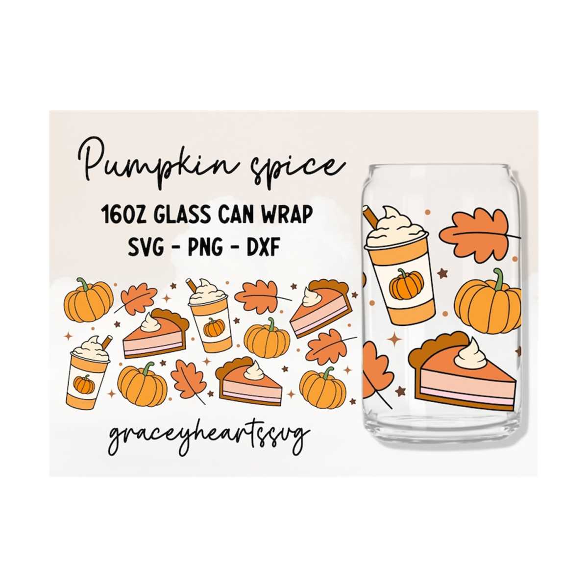 fall glass can wrap svg, 16oz beer can glass svg, pumpkin li | Inspire ...
