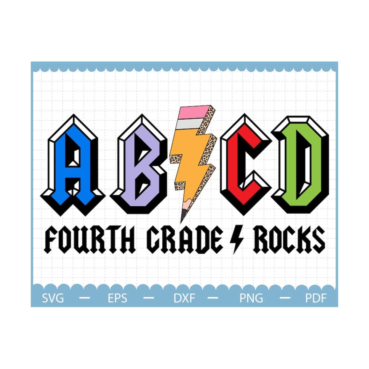 ABCD Rock N Roll Teacher Svg, Fourth Grade Rock Svg, 4th Gra | Inspire ...