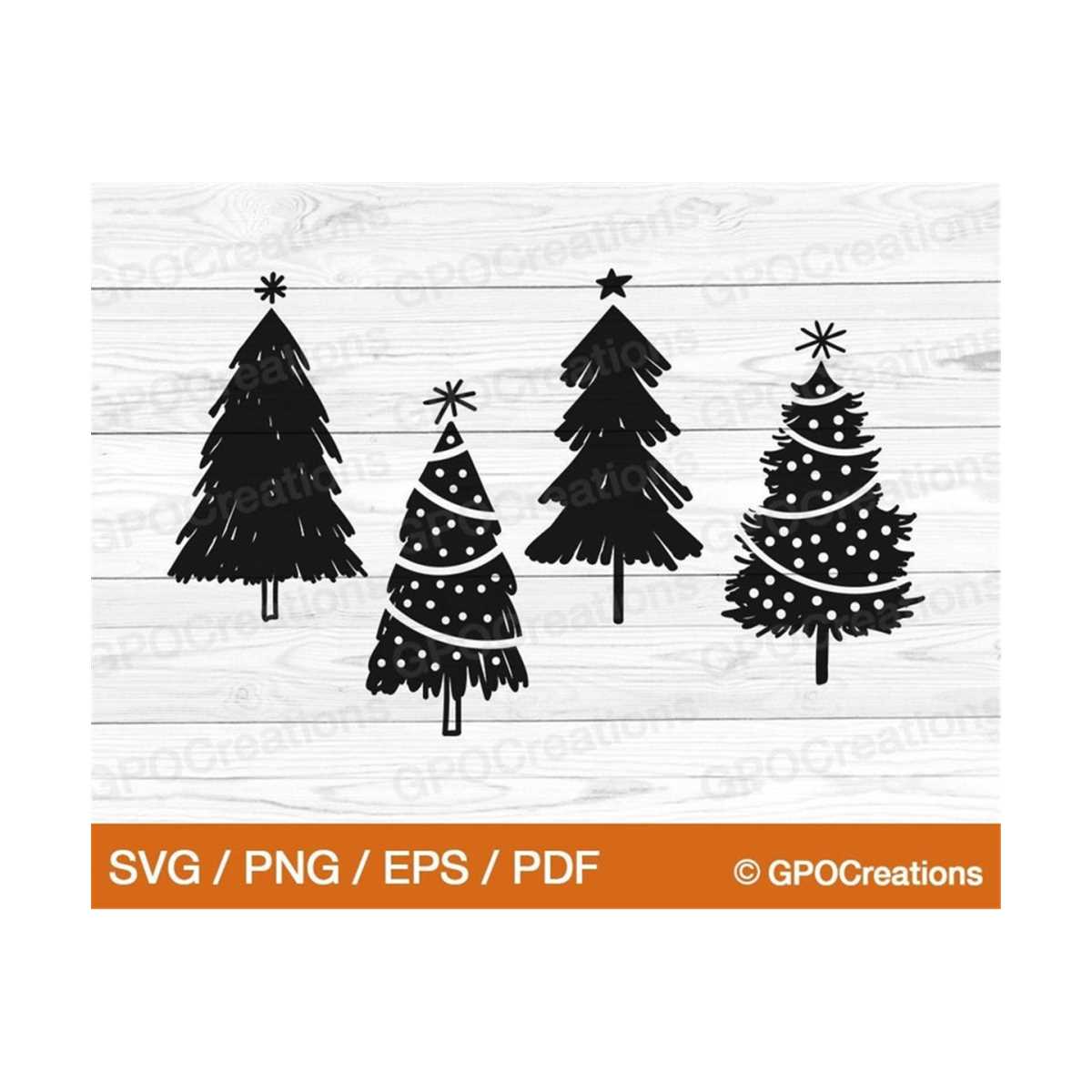 Christmas Tree Doodles SVG, Hand Drawn Christmas Tree SVG, M | Inspire ...