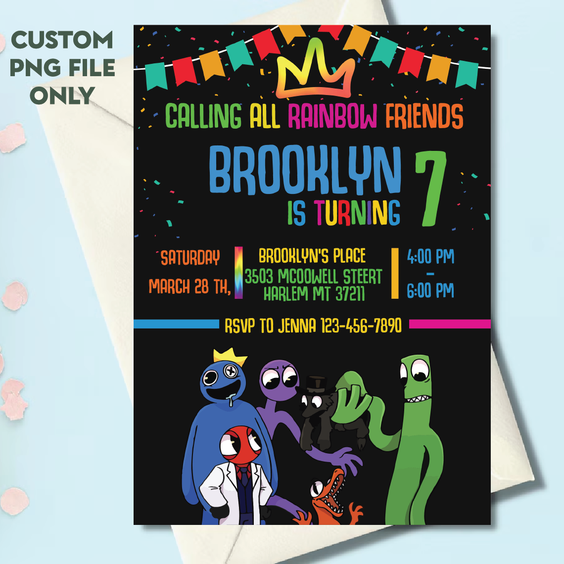 Personalized File Rainbow Friends Birthday Invitations | Rai - Inspire ...