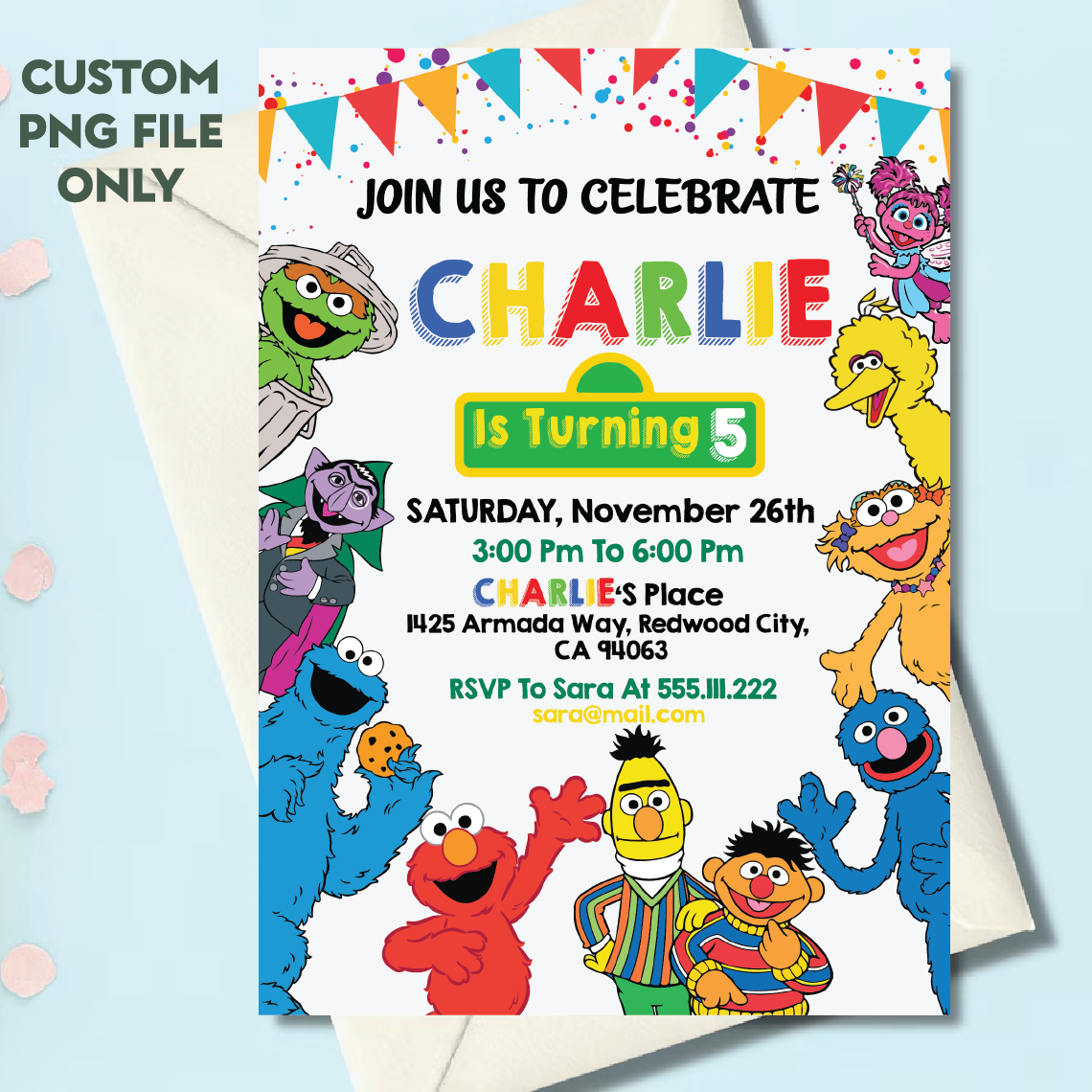 Personalized File Birthday Invitation | Sesame Street Birthd | Inspire ...