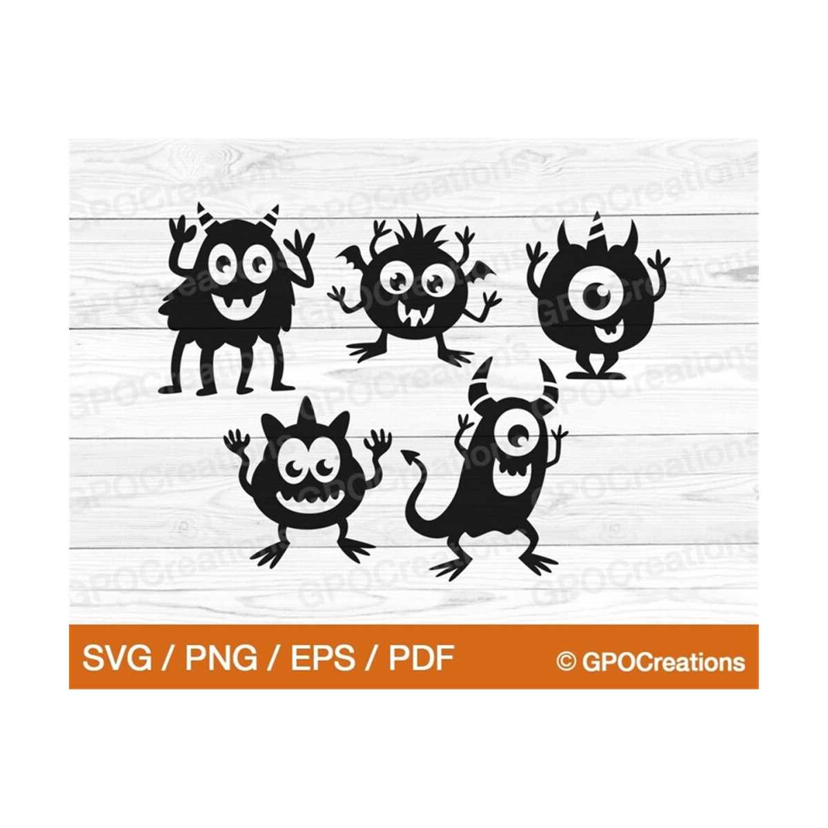 Cute Monsters SVG, Kids Halloween SVG, Cute Monsters Clipart | Inspire ...