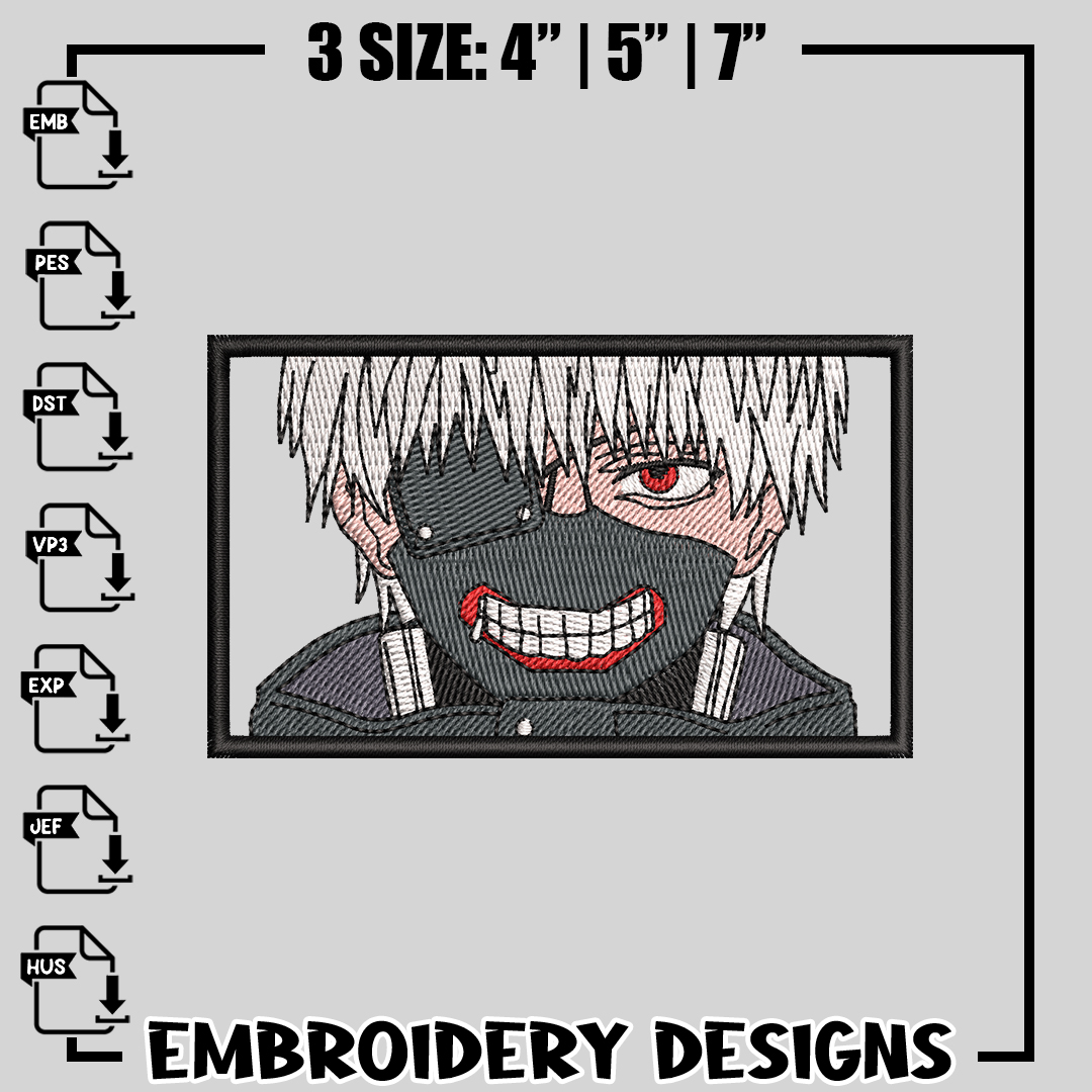 Ken kaneki embroidery design, Tokyo Ghoul embroidery, anime | Inspire ...