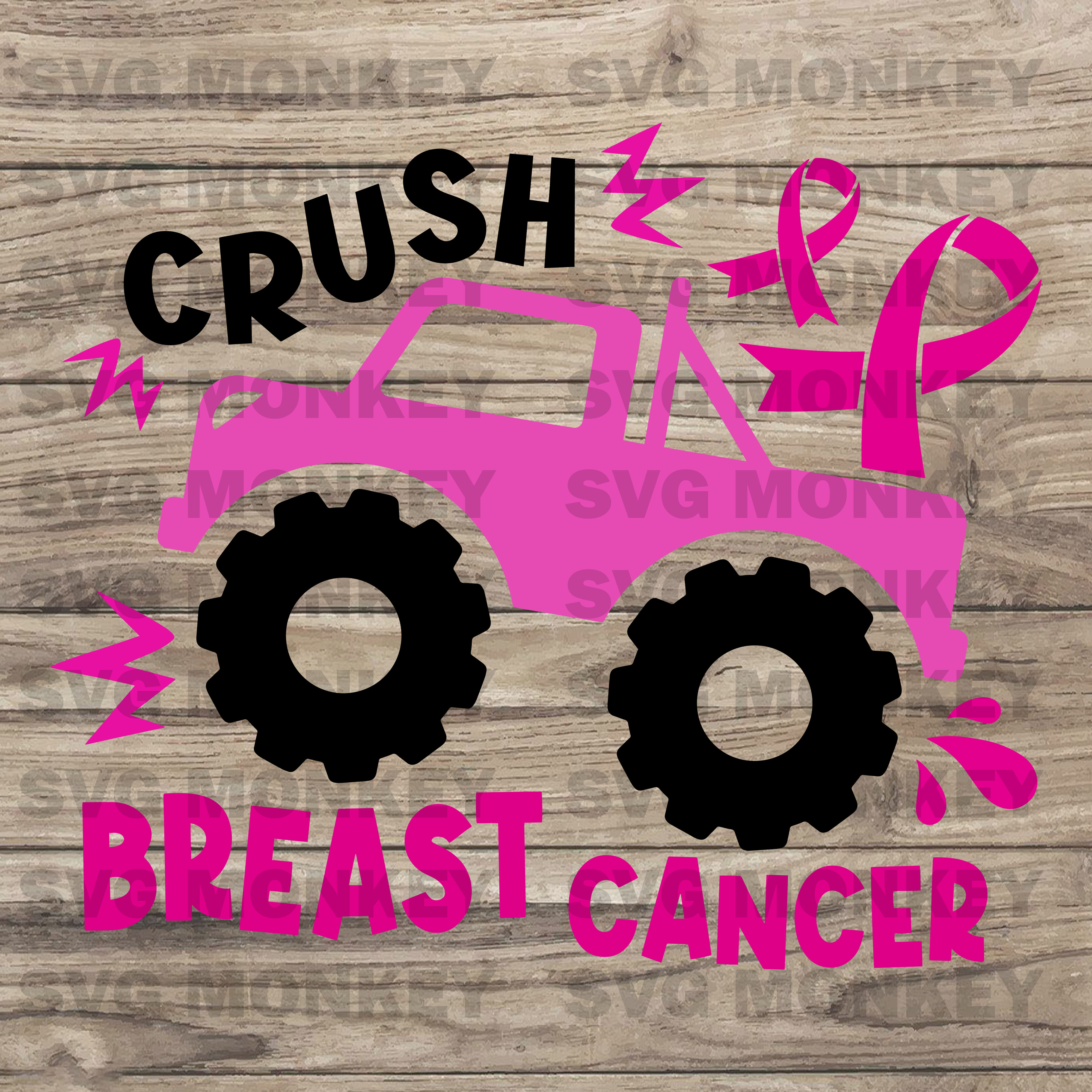 Crush Breast Cancer Monster Truck Svg, Breast Cancer Monster - Inspire ...