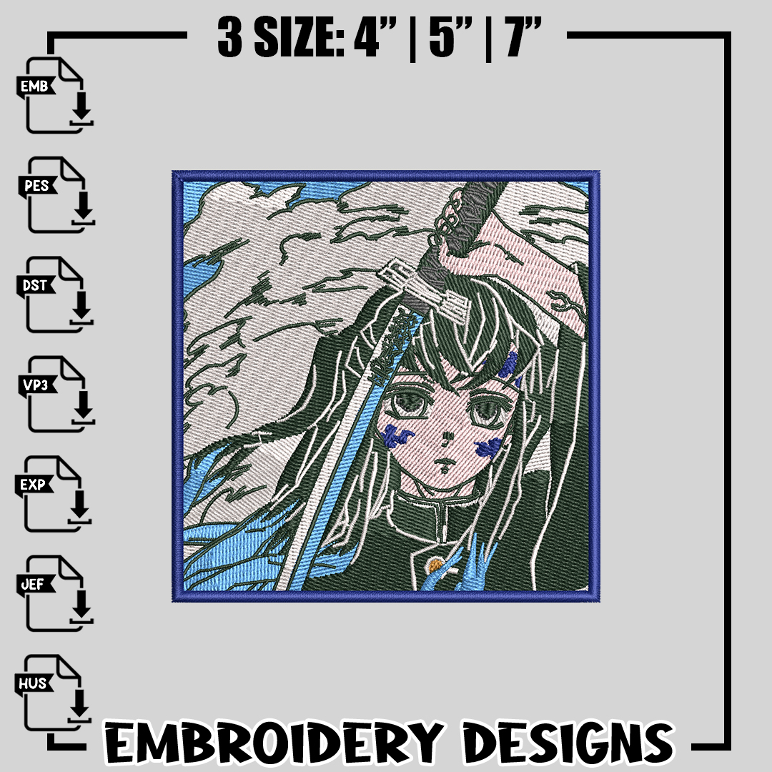Muichiro Tokito embroidery design, Kimetsu no Yaiba embroide - Inspire ...