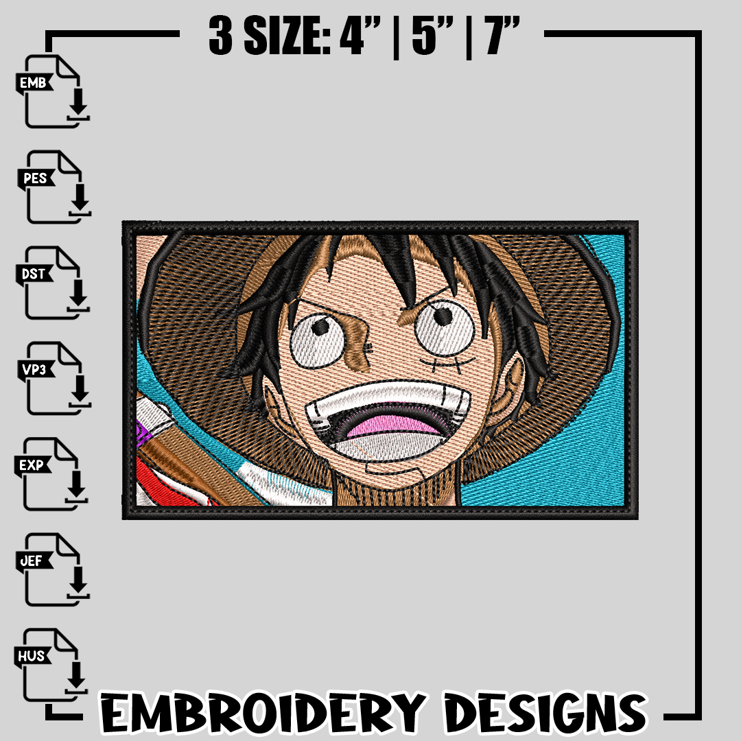 luffy laugh embroidery design, One Piece embroidery, anime d | Inspire ...