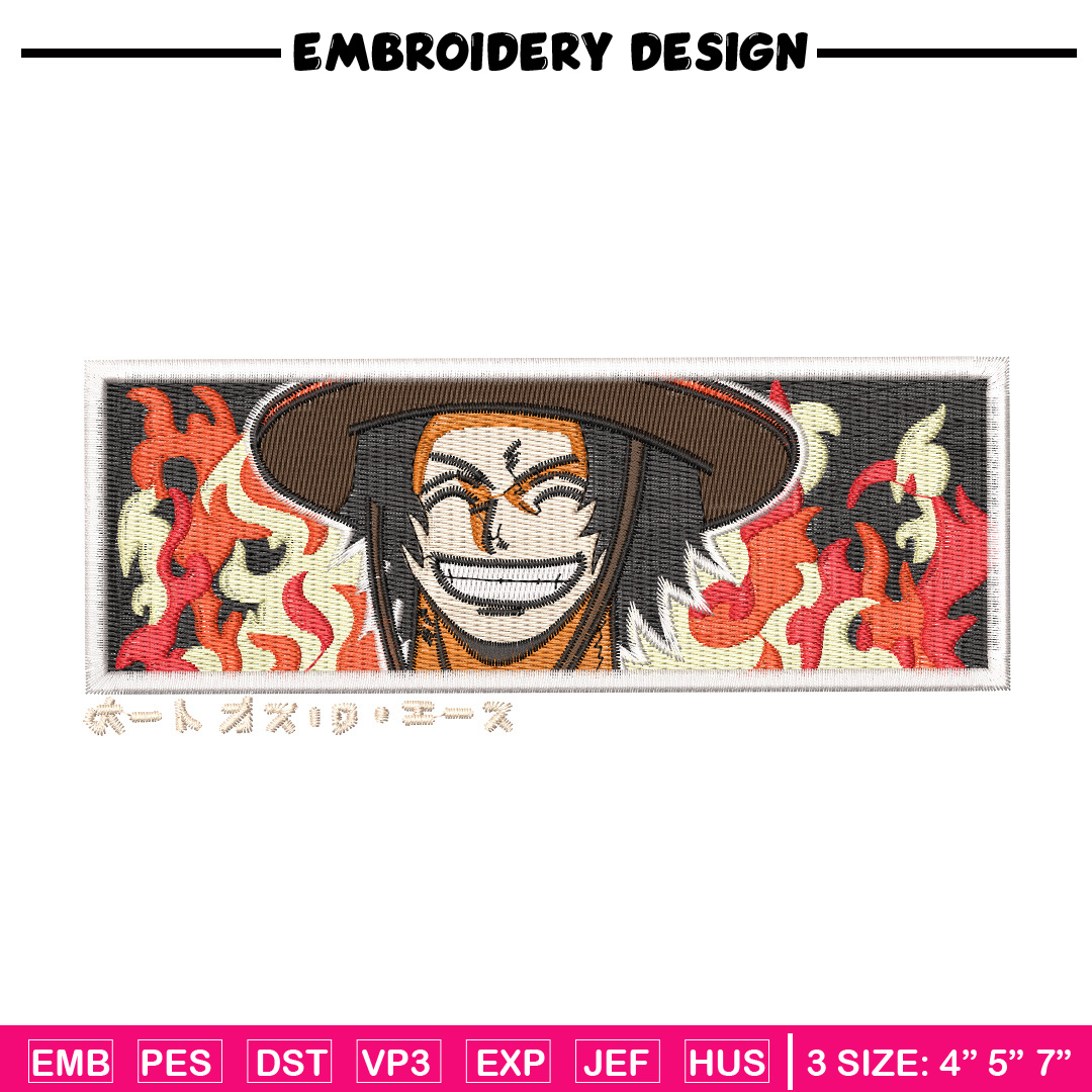 Ace rectangle embroidery design, One piece embroidery, Anime | Inspire ...