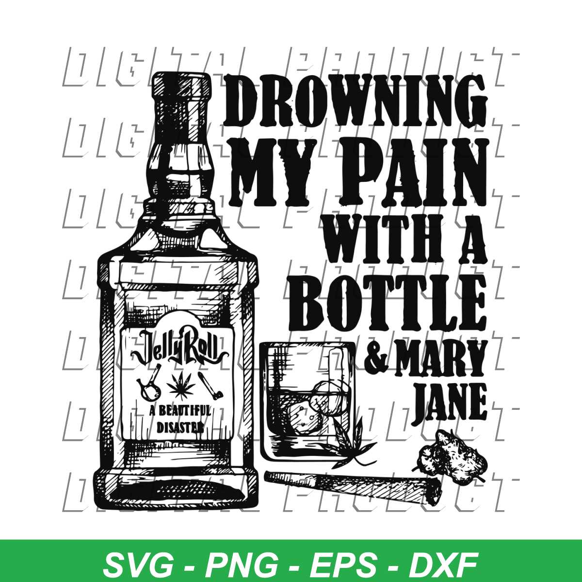 Bottle and Mary Jane Jelly Roll SVG Country Music SVG File | Inspire Uplift