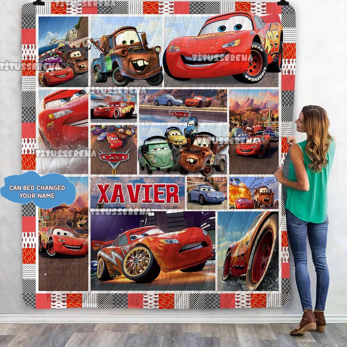 Personalized Cars Lightning McQueen Quilt Blanket Lightning - Inspire ...