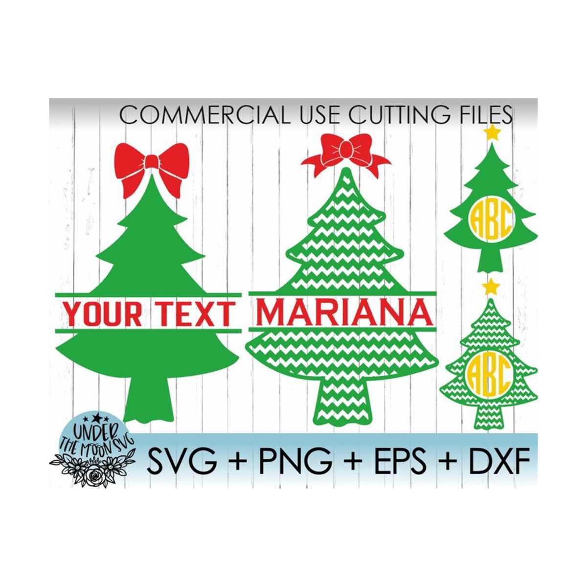 Christmas tree monogram SVG / Tree with bow SVG / Split tree | Inspire ...