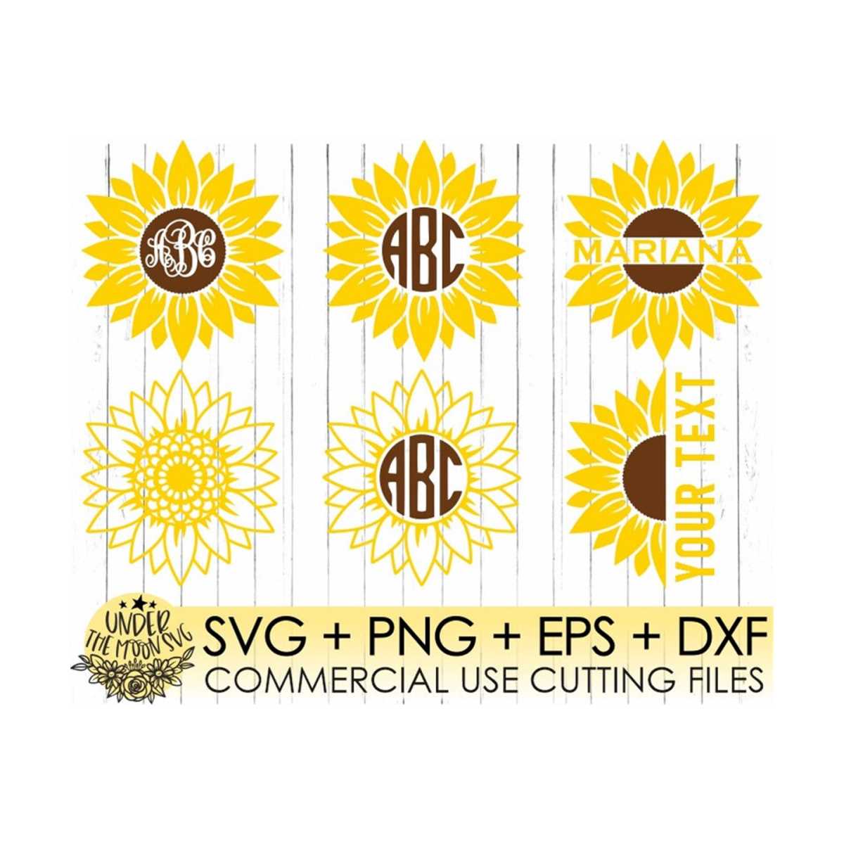 6 Sunflower Bundle Svg,Flower Svg, Sunflower Monogram Svg,Ha | Inspire ...