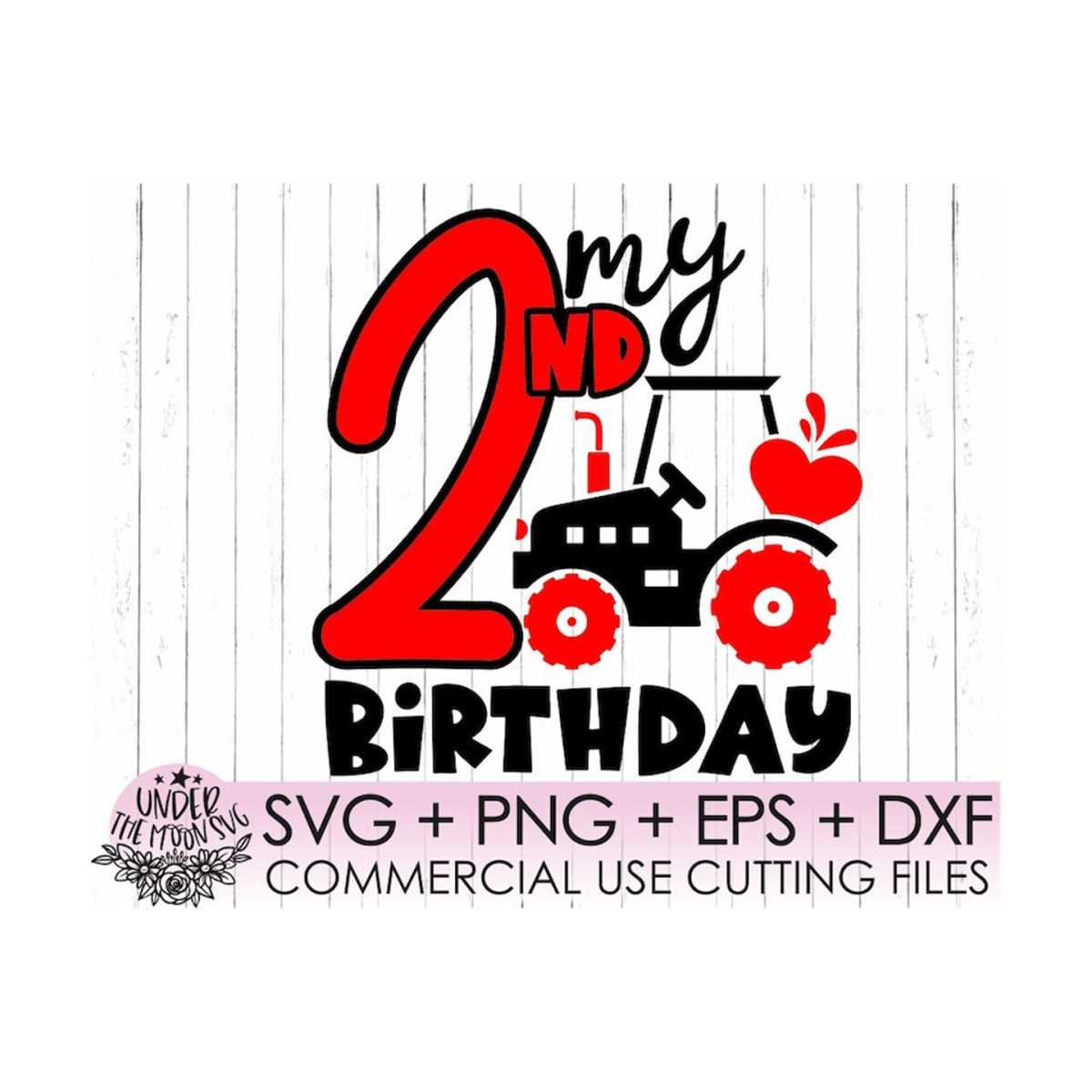 Second Birthday Tractor Svg,Tractor Birthday Svg,2 nd Birthd | Inspire ...
