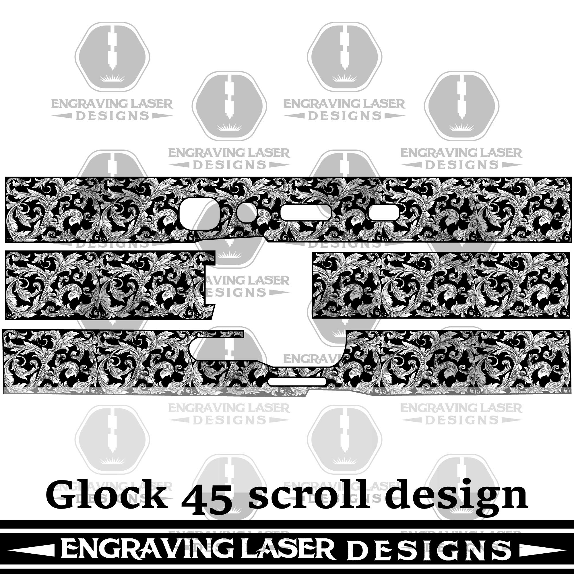 Engraving Laser Designs Glock 45 Scroll Design - Inspire Uplift