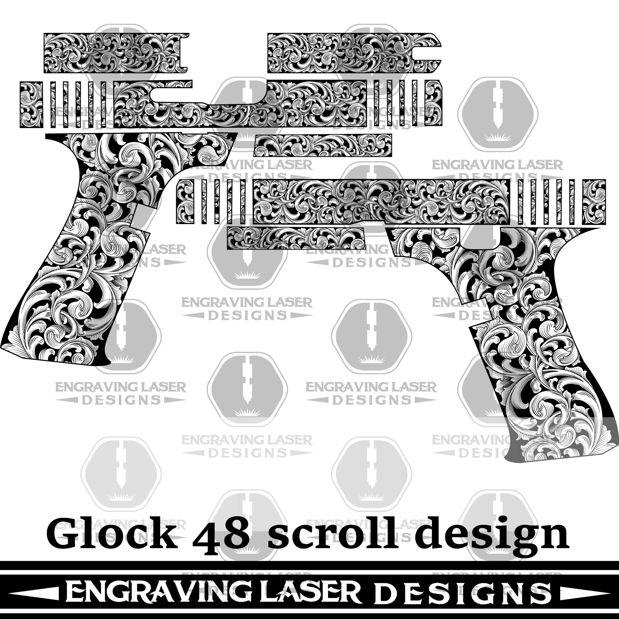 Engraving Laser Designs Glock 48 Scroll design - Inspire Uplift