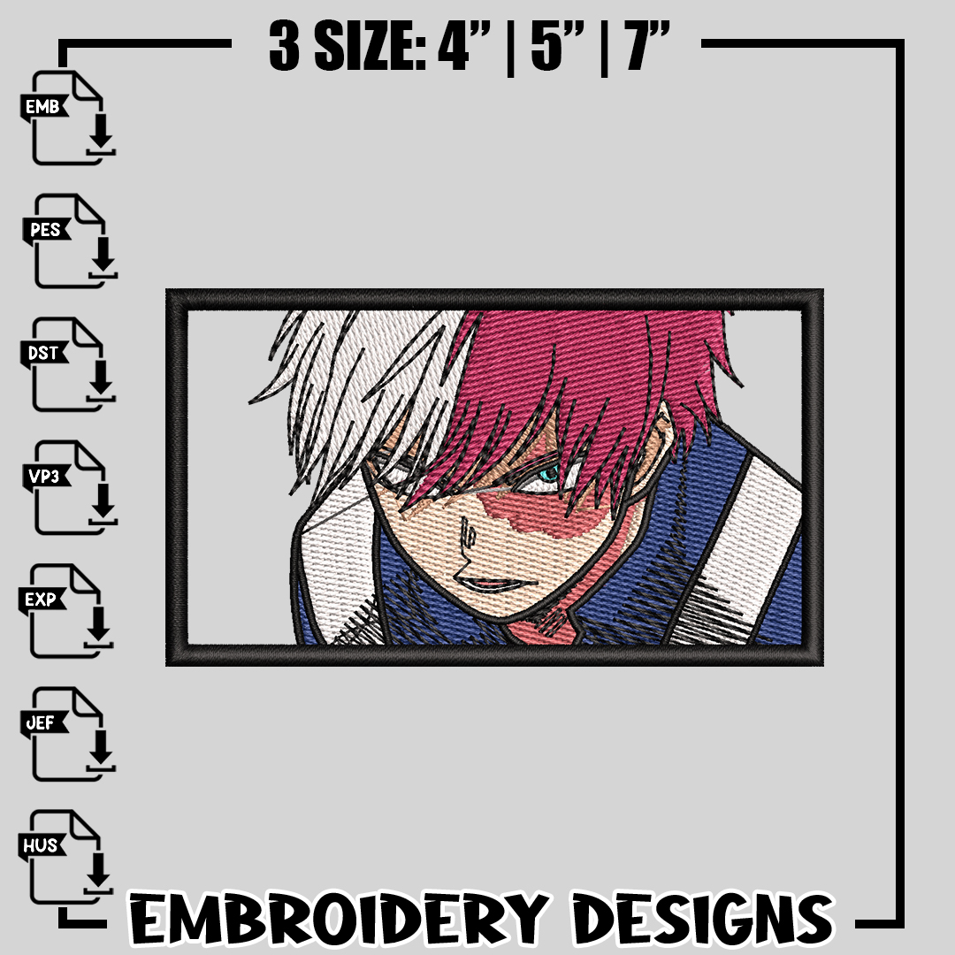 shoto todoroki embroidery design, my hero academia embroider | Inspire ...