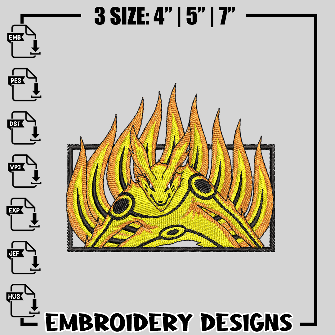kurama embroidery design, naruto embroidery, logo design, an | Inspire ...