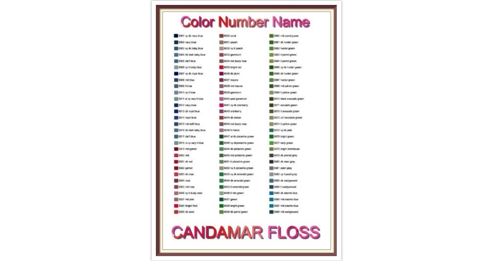 Candamar Thread List by Color, Number, Name - Cross Stitch C - Inspire ...