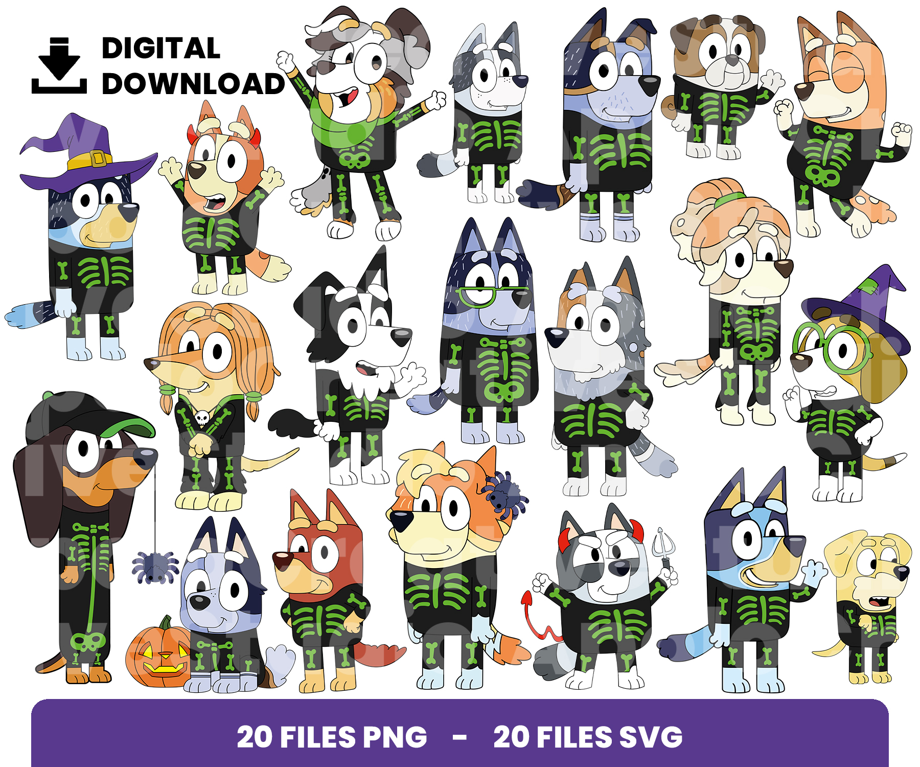Bundle Layered Svg, Bluey Skeleton Svg, Bluey Svg, Halloween | Inspire ...