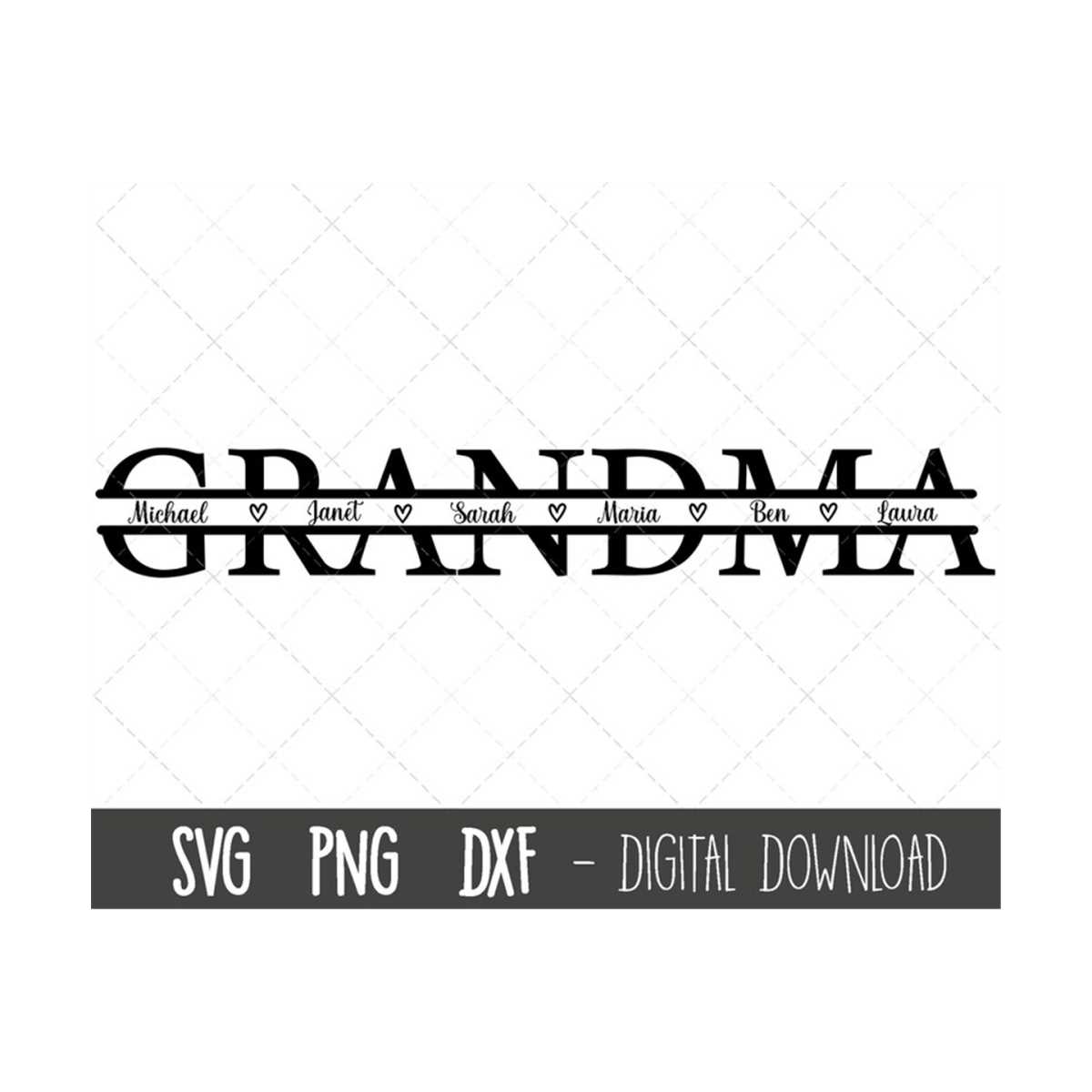 Grandma SVG, Grandmother svg, grandma split name frame svg, | Inspire ...