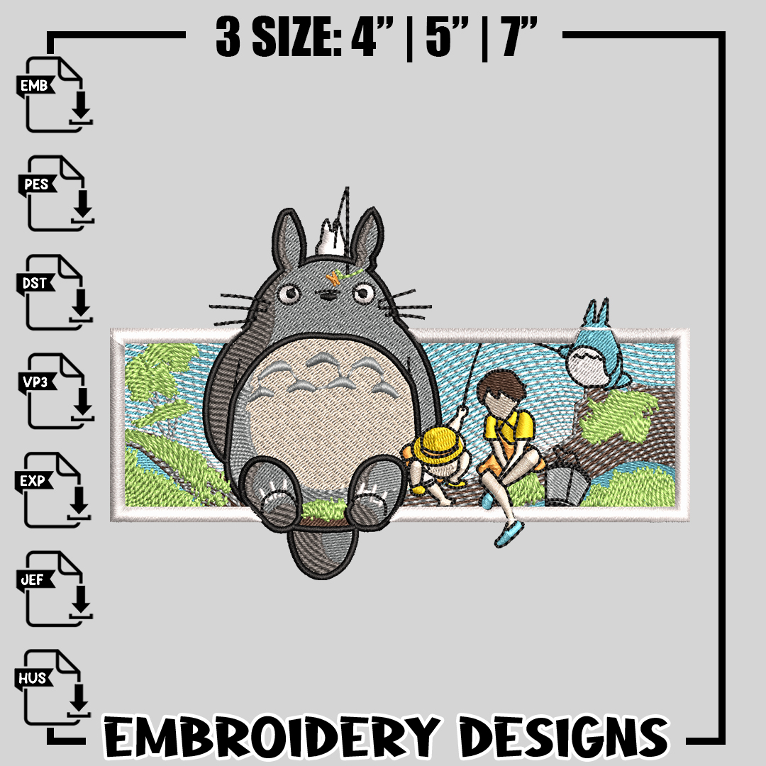 Totoro embroidery design, My Neighbor Totoro embroidery, log - Inspire ...