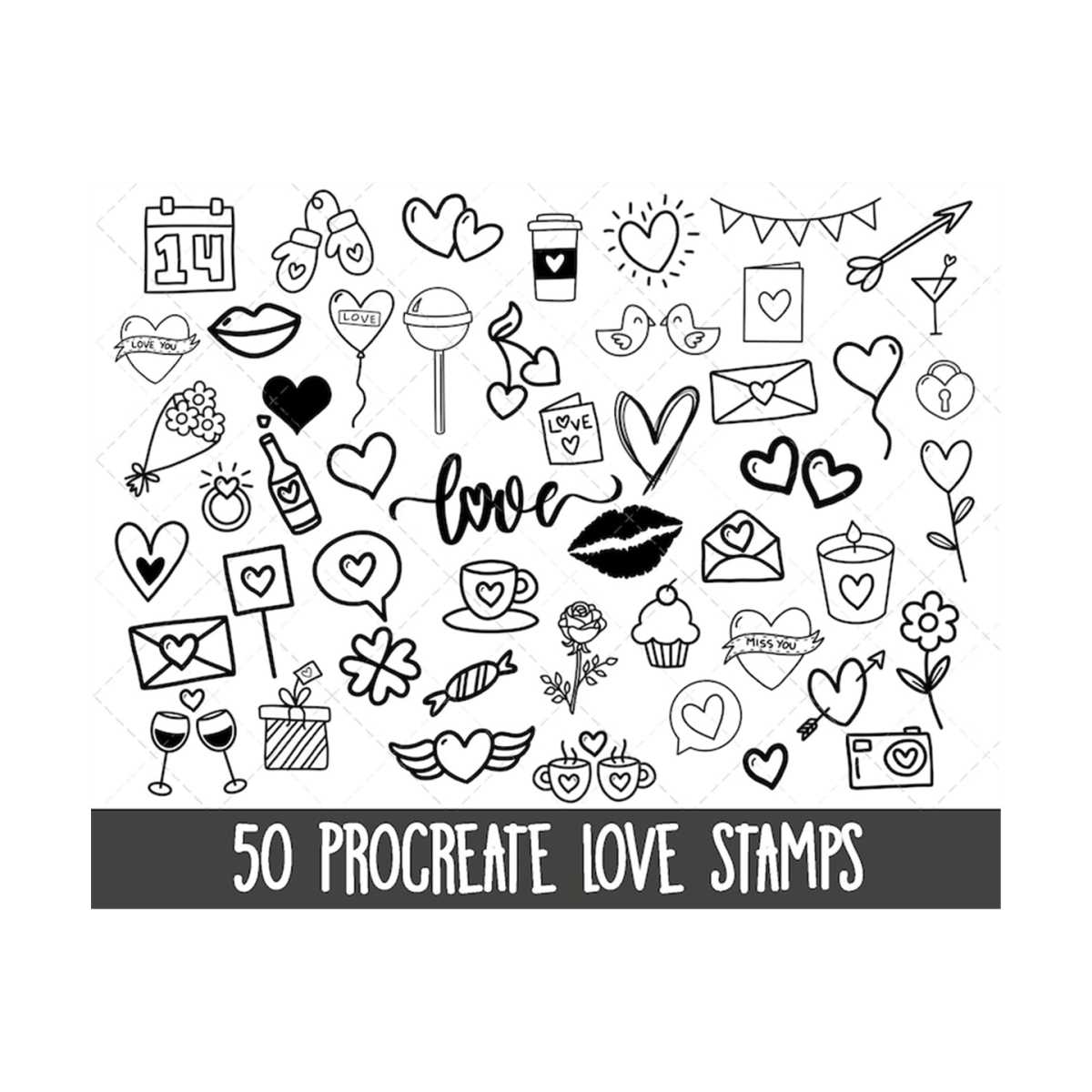 Procreate Love Stamps, Procreate Valentines stamps, Procreat | Inspire ...