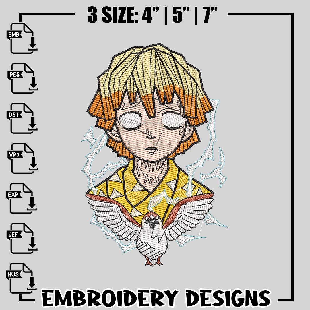 Zenitsu embroidery design, Kimetsu no Yaiba embroidery, logo | Inspire ...