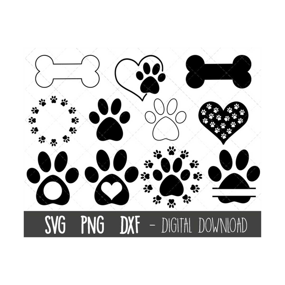 Paw print SVG, Dog svg bundle, dog bone svg, dog paw print c | Inspire ...