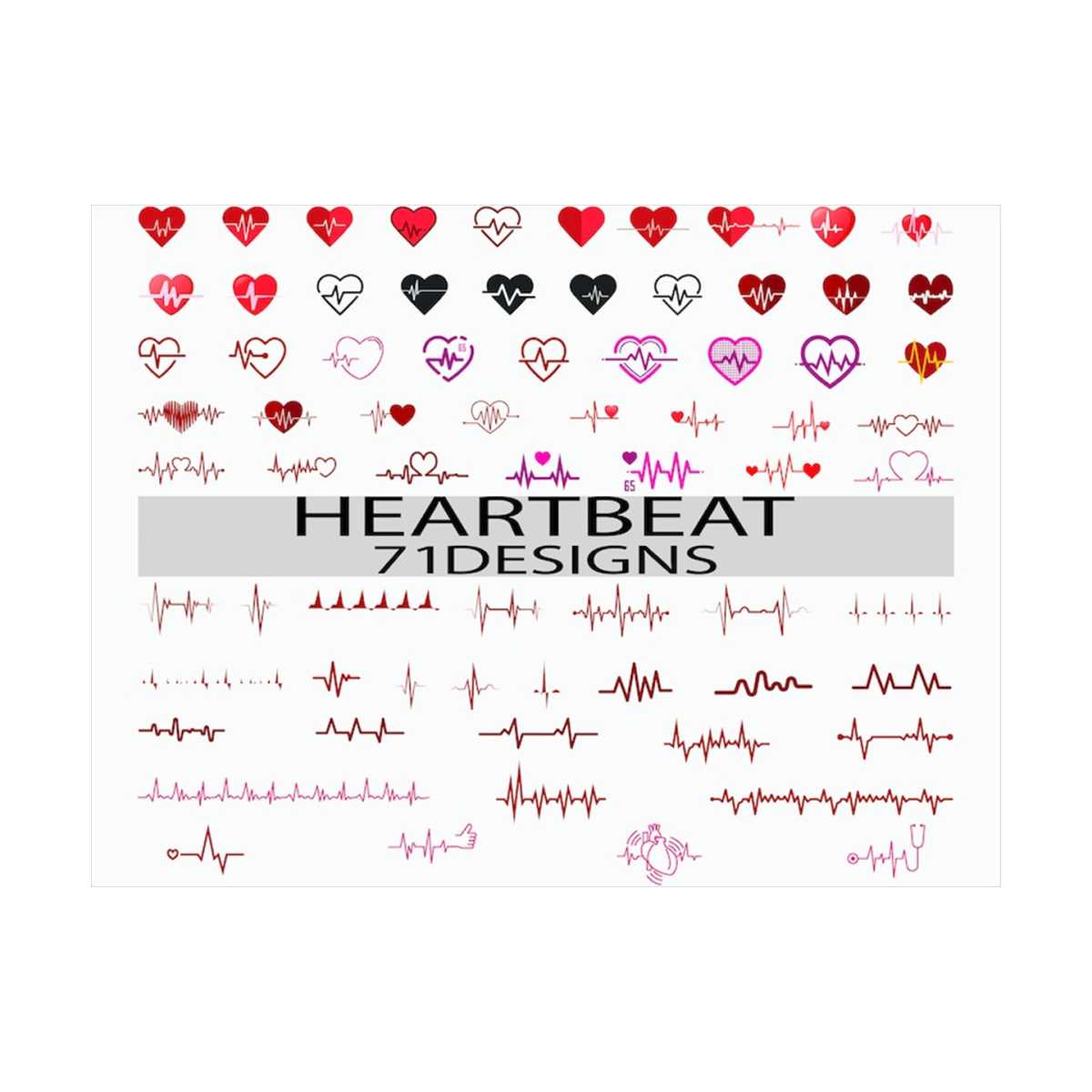 Heartbeat/ SVG /Png 300ppi / Eps / DXF/ Pulse SVG /Cardiogra | Inspire ...