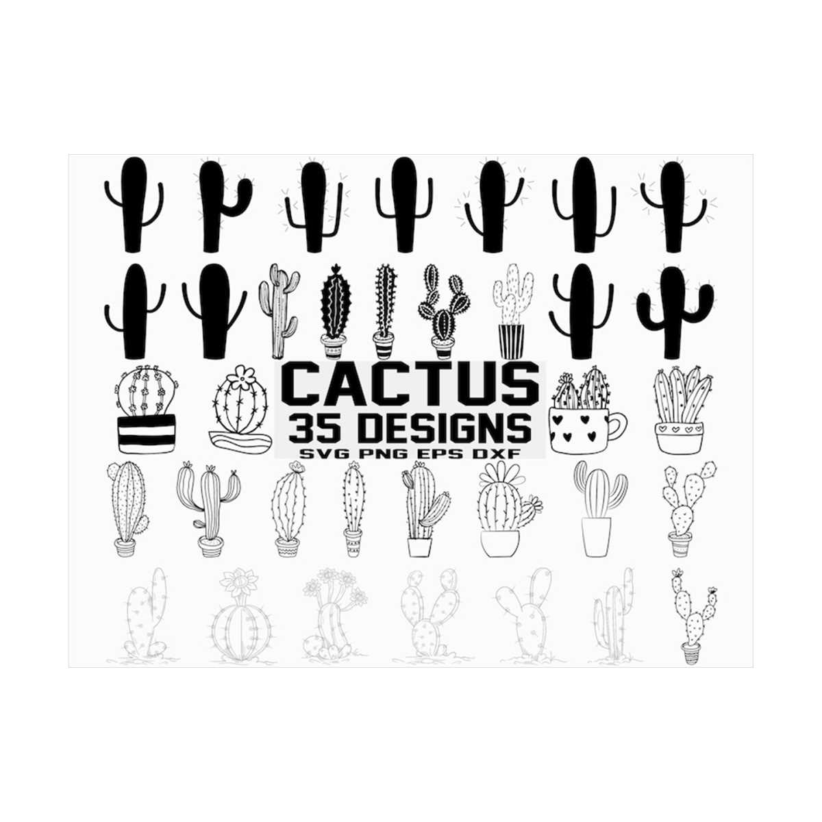 Cactus Svg Bundle/ Desert Cacti Plants/ Cactus Vector/ Cactu | Inspire ...