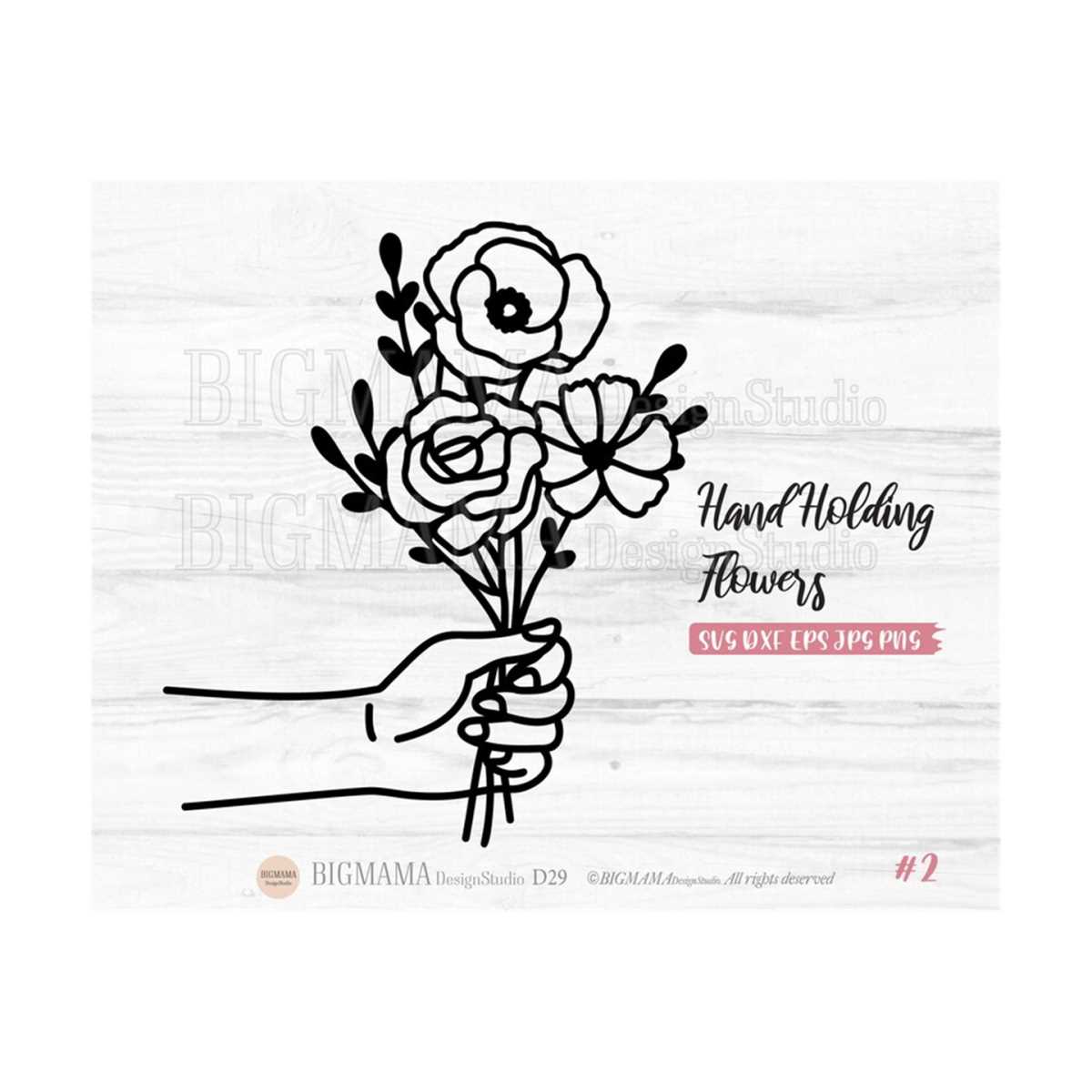 Hand Holding Flowers SVG,Bouquet,Wedding,Rose,Wildflower,DXF | Inspire ...