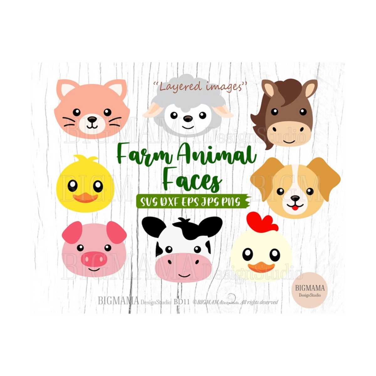 Farm Animal Face SVG,Animal Cut File,Bundle,Layered,Birthday | Inspire ...