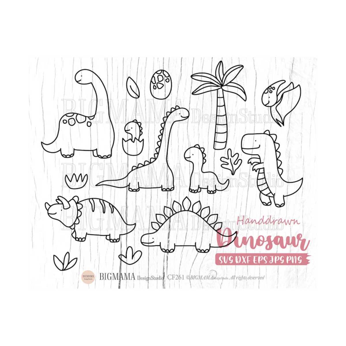 Dinosaur SVG,Fine Line,Handdrawn,DXF,Dino,Baby,Cut File,Boy, | Inspire ...