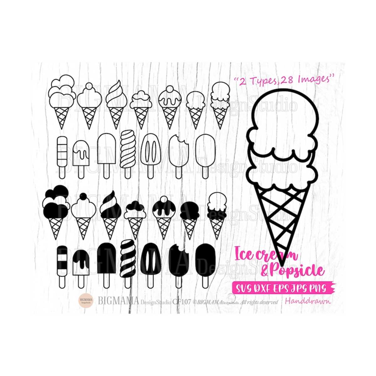 Ice cream SVG,Popsicle,DXF,Dessert,Food,Ice cream cone,PNG,C - Inspire ...