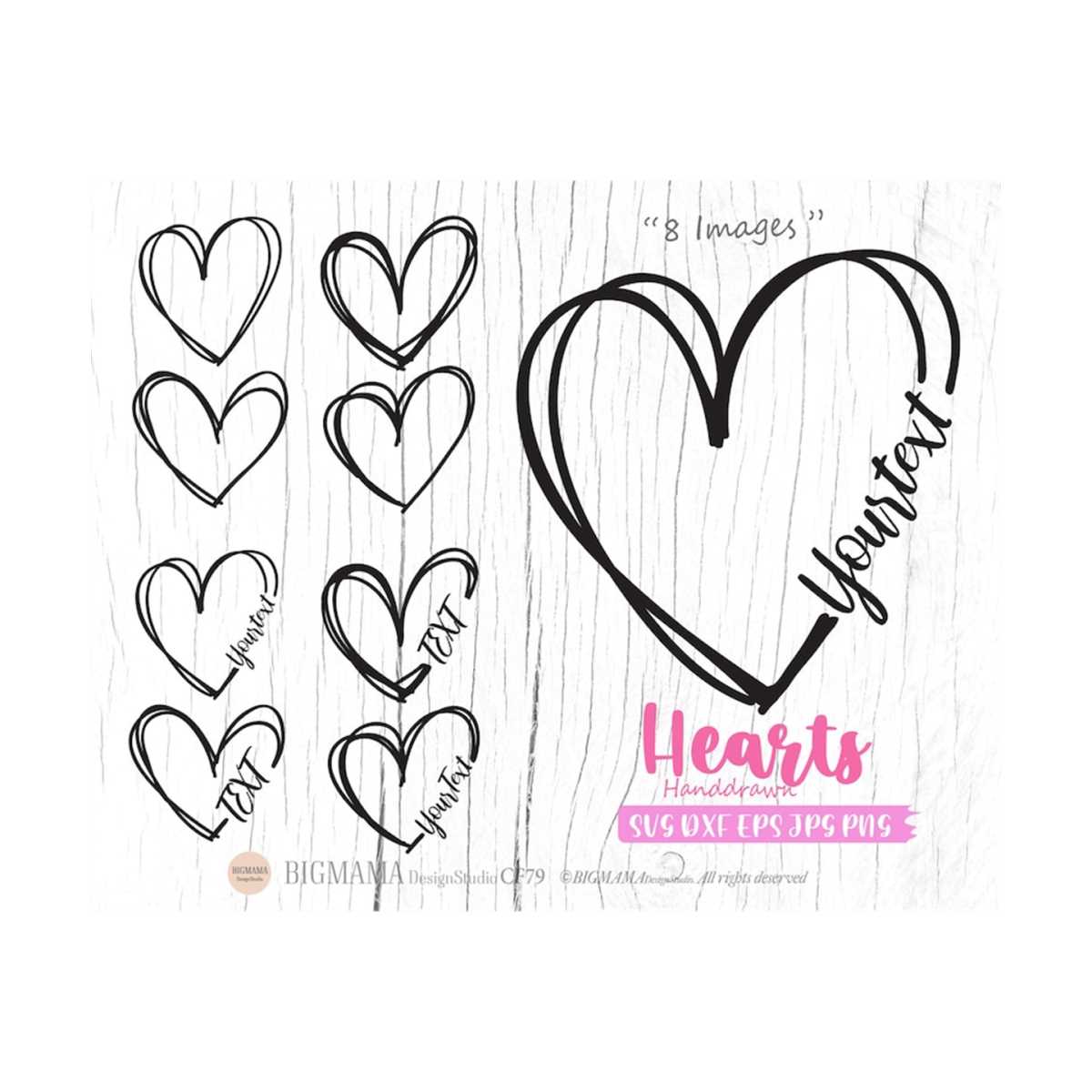 Heart SVG,Doodle Heart DXF,Sketch,Handdrawn,Valentine Heart | Inspire ...