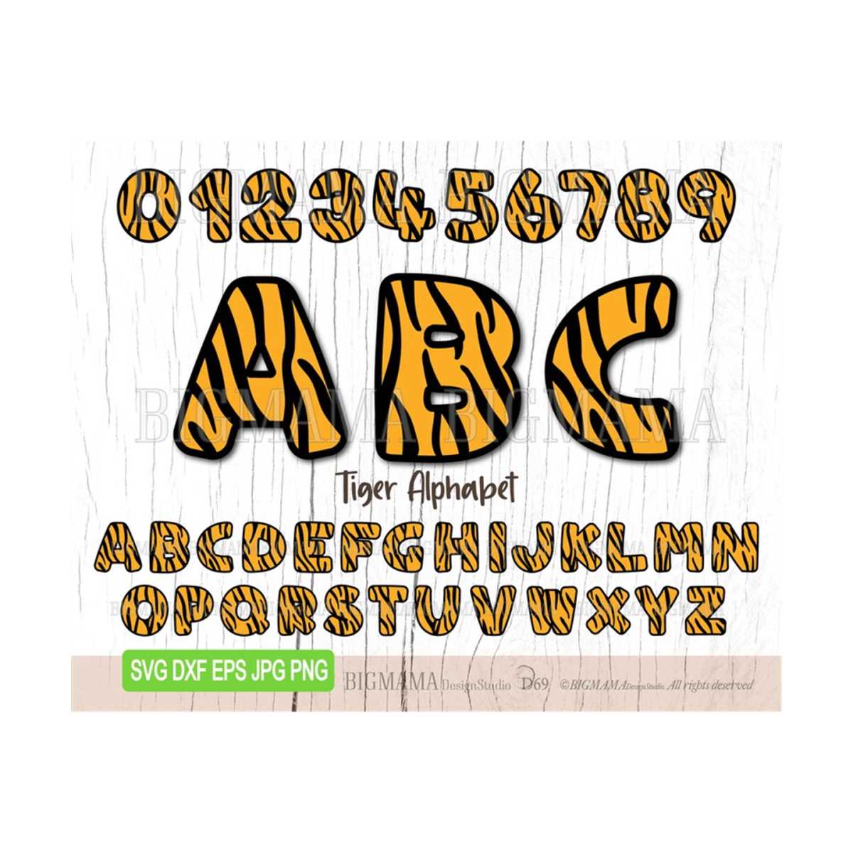 Tiger Alphabet SVG,Safari,Numbers,Letters,Bundle,Animal Prin | Inspire ...