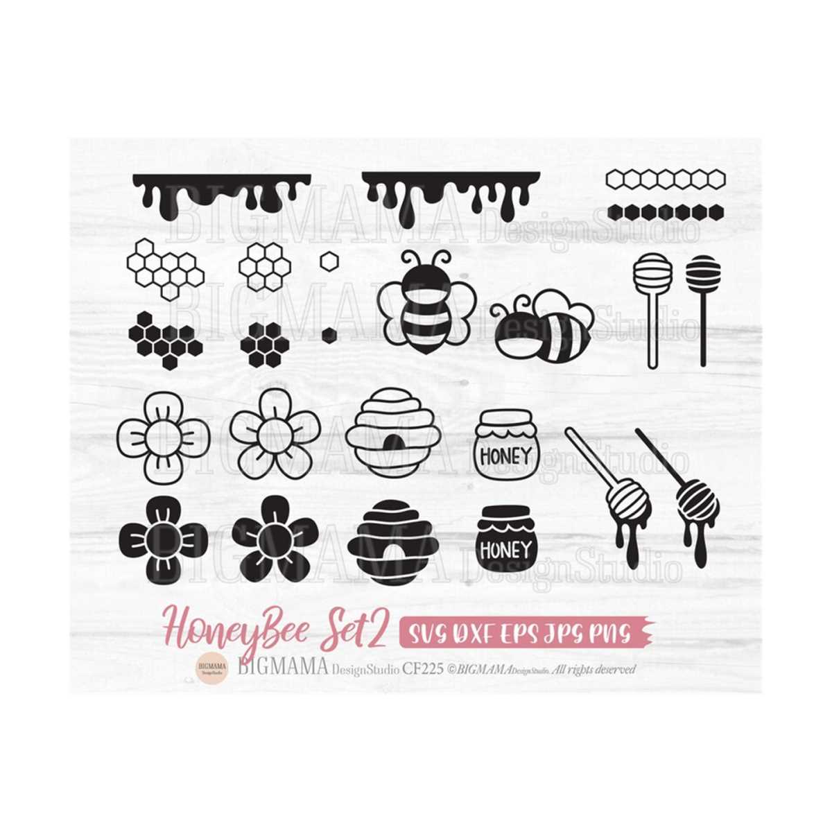 Bee Bundle SVG,Honeycomb,Honeybee,Bee Silhouette,Honey Drip, | Inspire ...