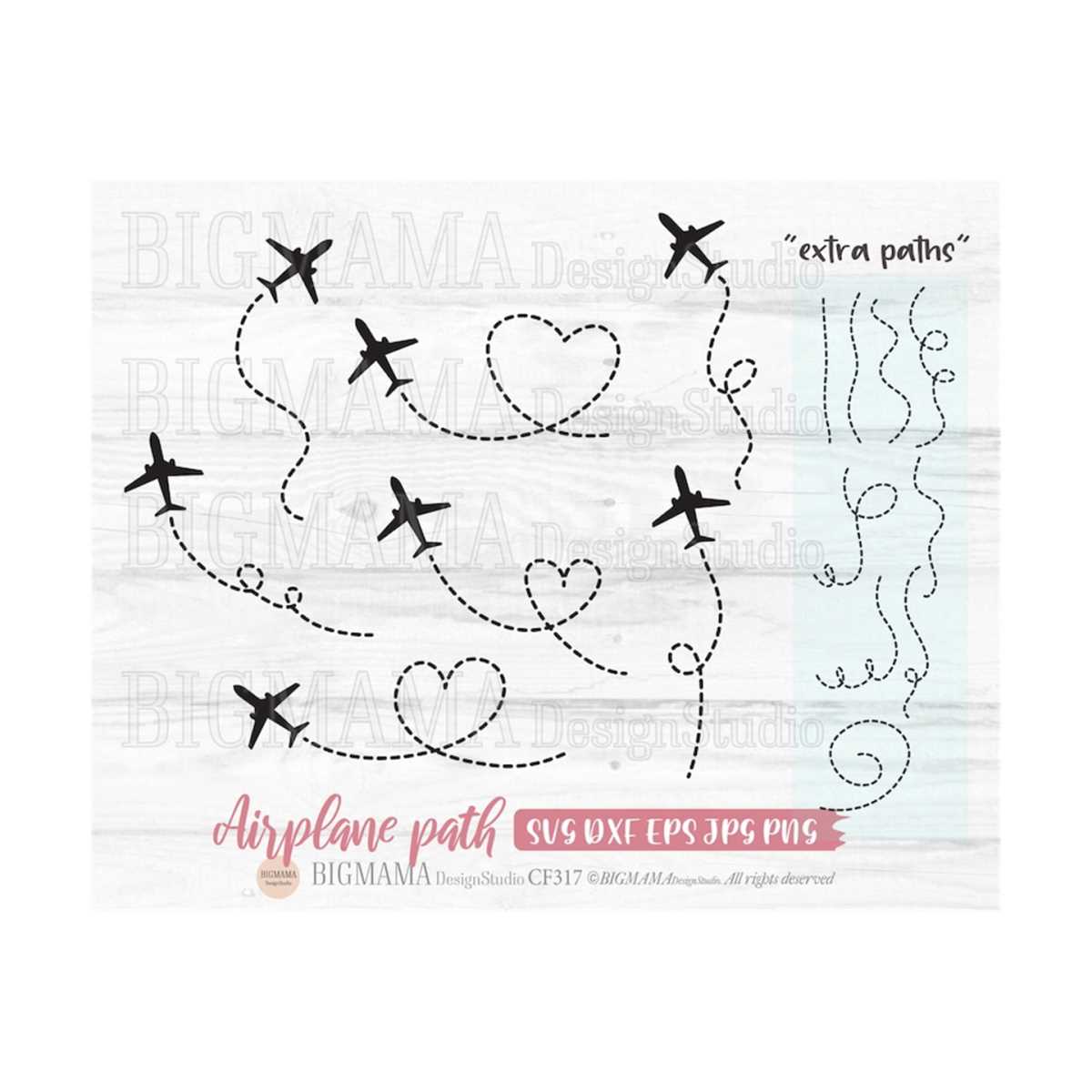 Airplane Path Bundle SVG,Heart,Love,Travel,Trip,Cut File,Vac | Inspire ...