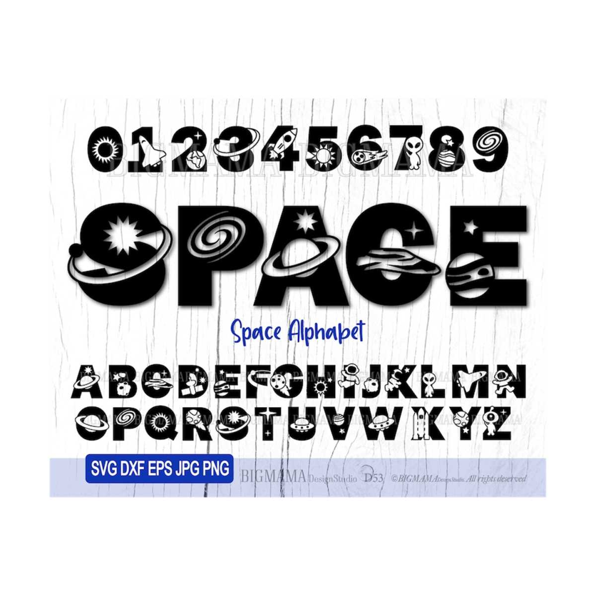 Space Alphabet SVG,Numbers,Letters,Spaceship,Astronaut,Solar | Inspire ...