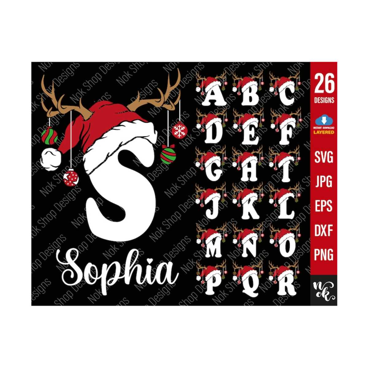 Christmas alphabet SVG Bundle, A-Z Letters svg for Cricut, S | Inspire ...